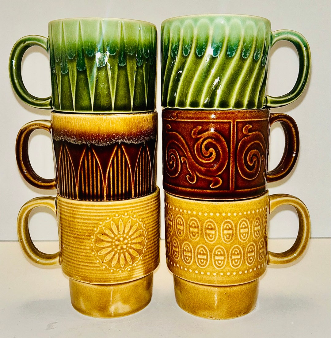 MCM 70s 60s Style Japan Nesting Mugs Coffee Cups - Etsy