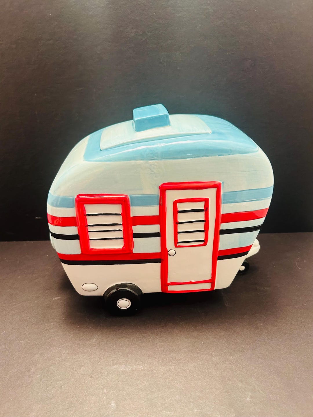 Camper RV Cookie Jar Large and Great for Storage Red and Blue ...