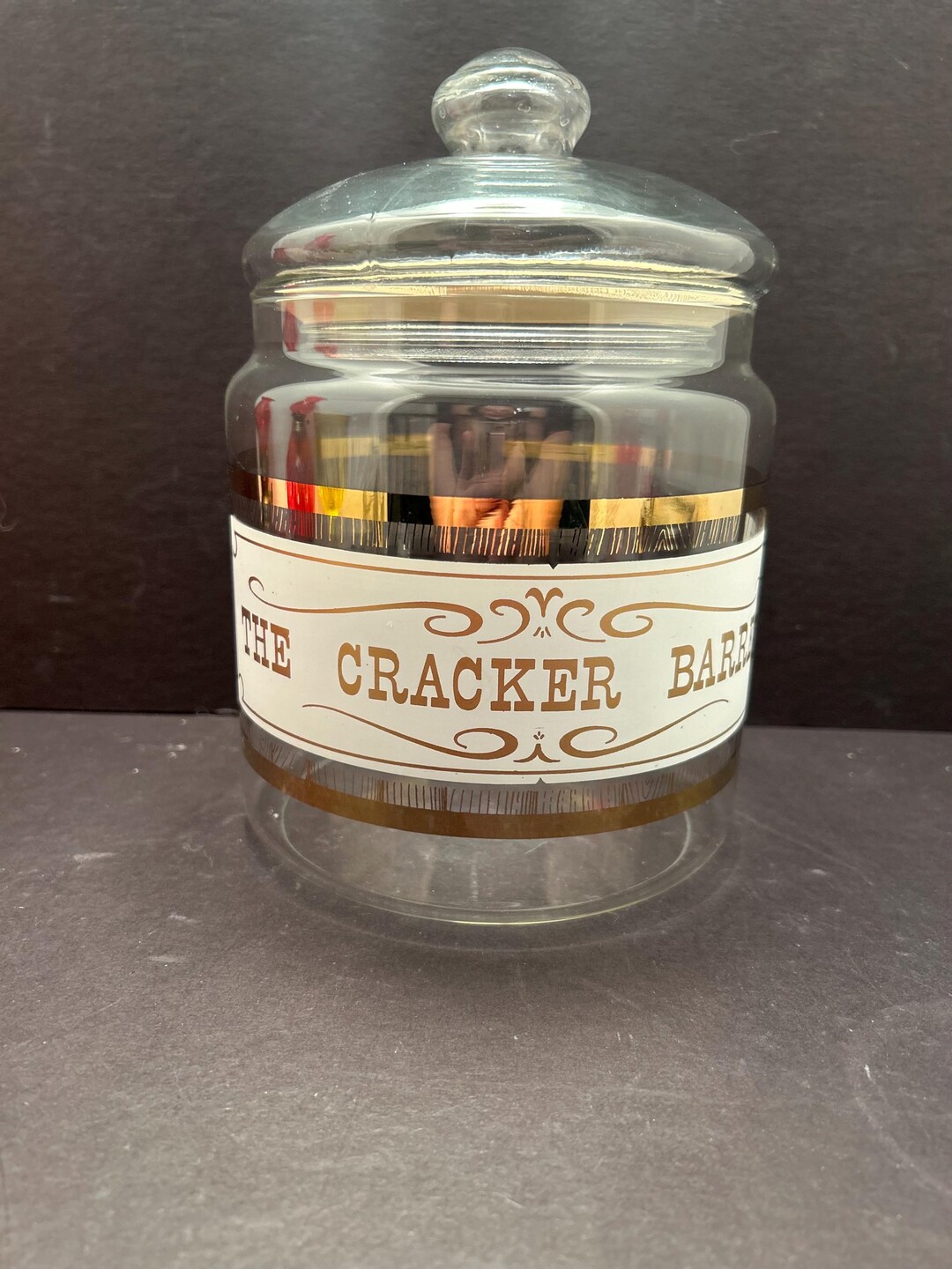 Vintage Cracker Barrel Pyrex Jar. With Replacement Glass Lid. Gold and ...