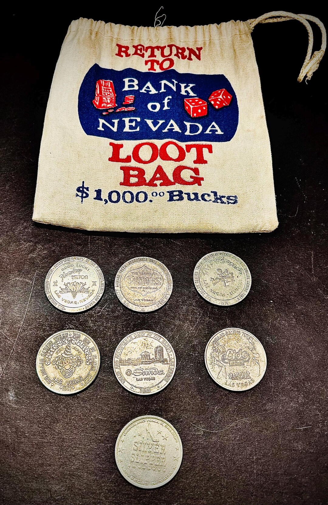 Vintage Las Vegas Casino Tokens: 1979-1981, 7-piece Set With Pouch - Etsy