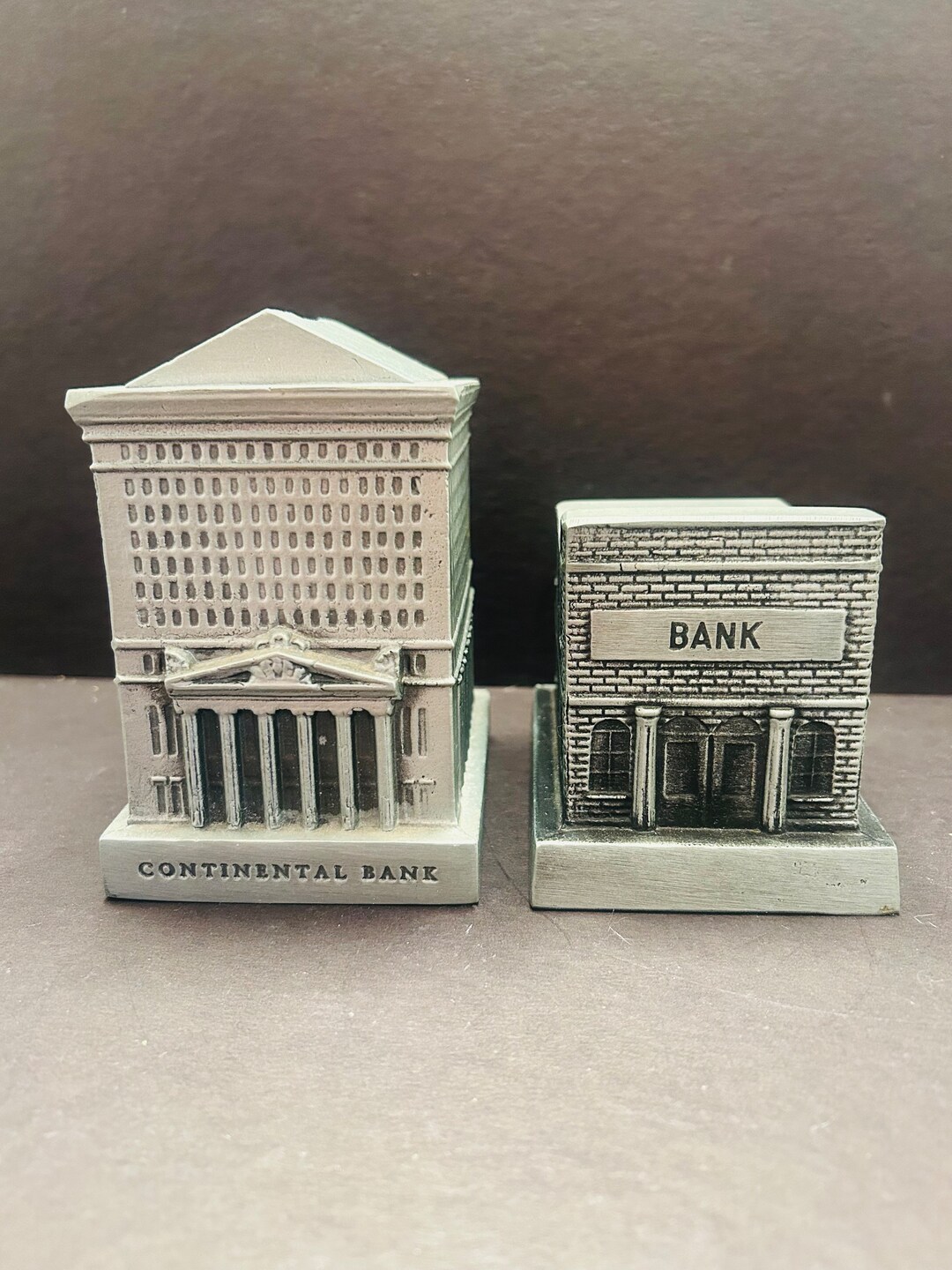 Vintage 1974 Continental Bank Mini Building Coin BANK Chicago Heavy ...