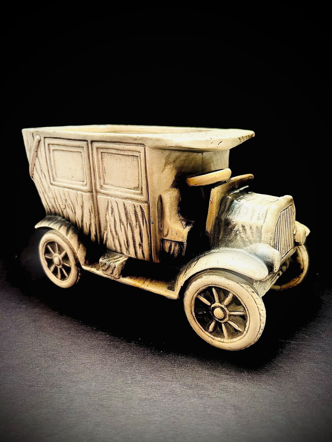 Vintage Ceramic Car Planter: White & Black Classic Automobile - Etsy