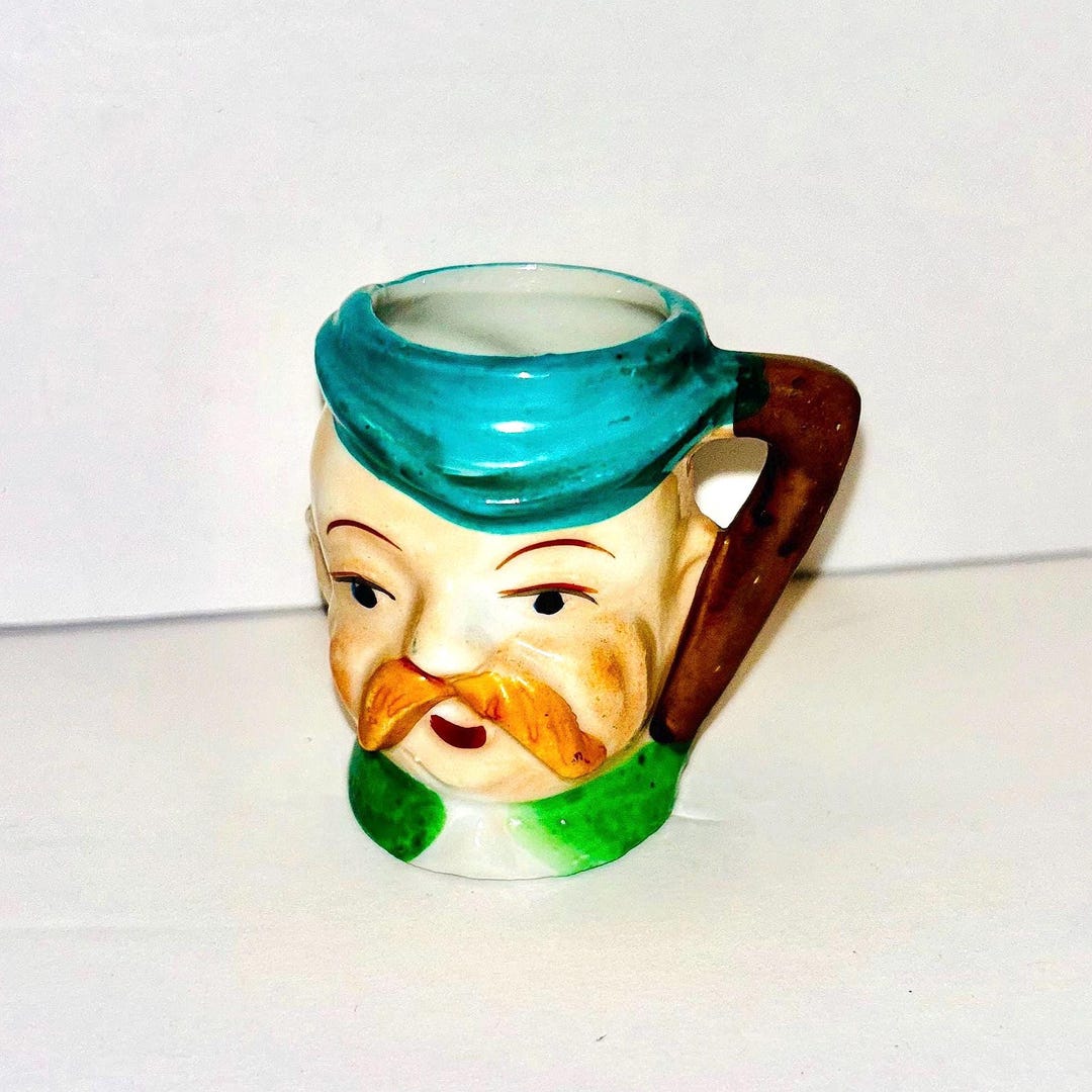 Hand Painted Character Mug Creamer Colonial Man Face Cup Toby Jug Japan ...