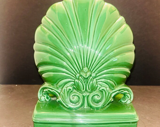 Vintage Green Art Deco Shell TV Lamp, Art Deco Pottery Lamp. Mid ...
