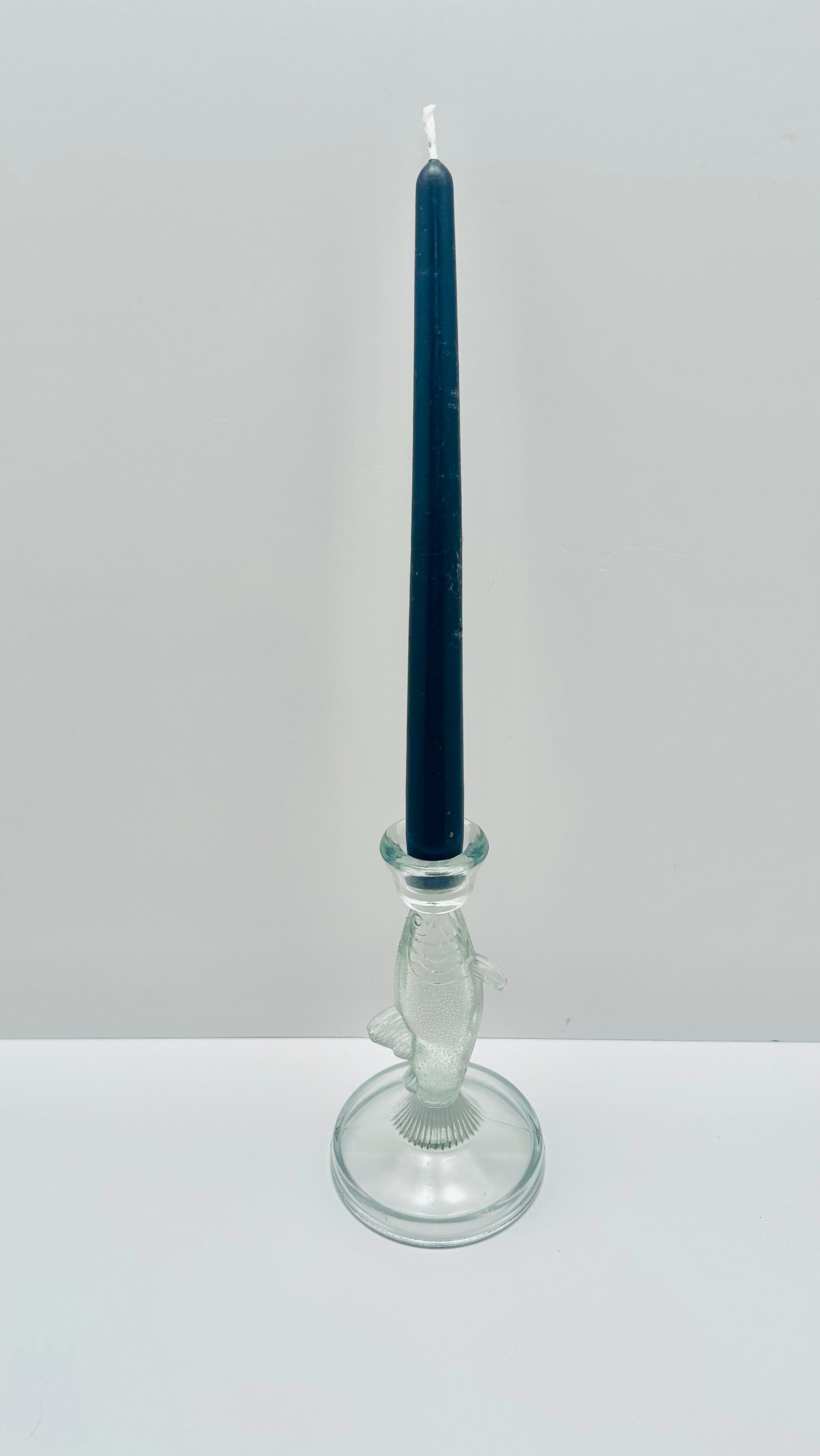 Clear Pressed Glass Fish Candlestick Figural Glass Fish Candle Holder ...
