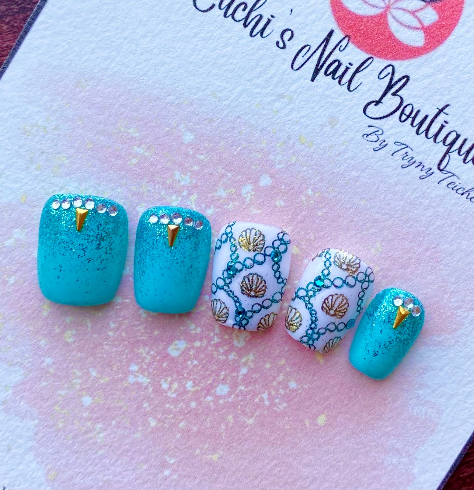 Blue Fake Nails, Extra Short Coffin Nails, Reusable Nails, PRESS ON ...