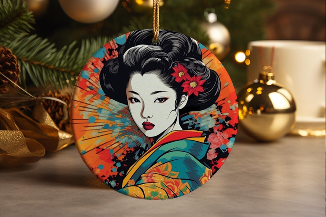 Japanese Geisha Girl Ceramic Ornament: Asian Decor Keepsake - Etsy