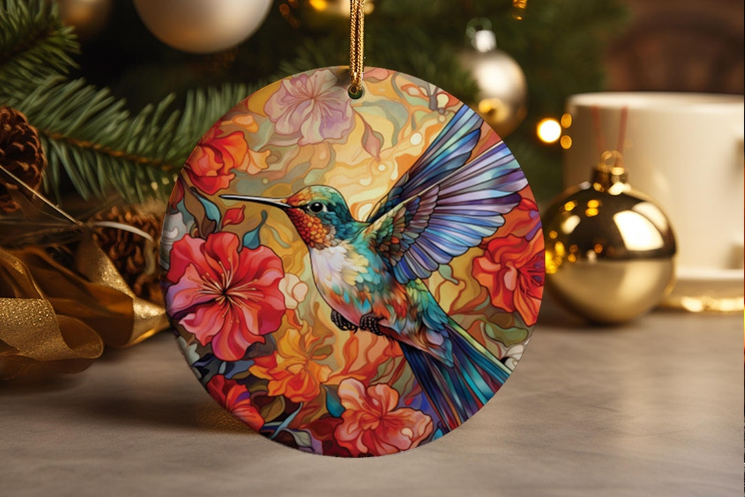 Hummingbird Ornament Floral Hummingbird Christmas Ornament Keepsake ...