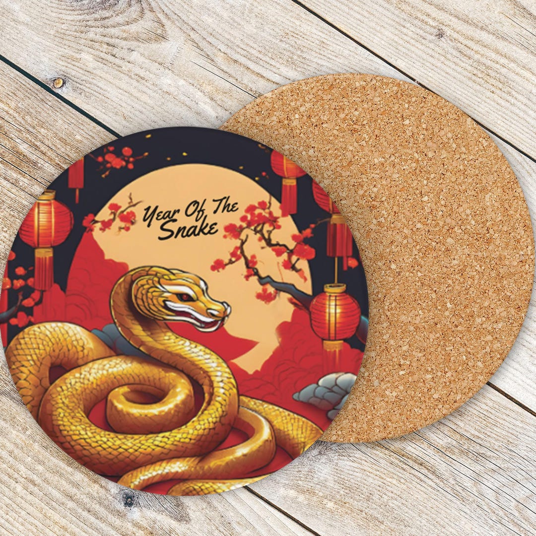 Year of the Snake Coaster: Lunar New Year Gold Decor - Etsy