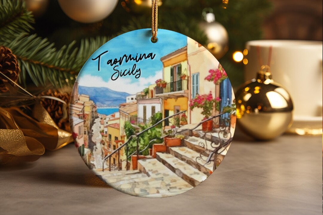 Taormina Sicily Italy, Italian Travel Souvenir, Gift, Ceramic Christmas ...