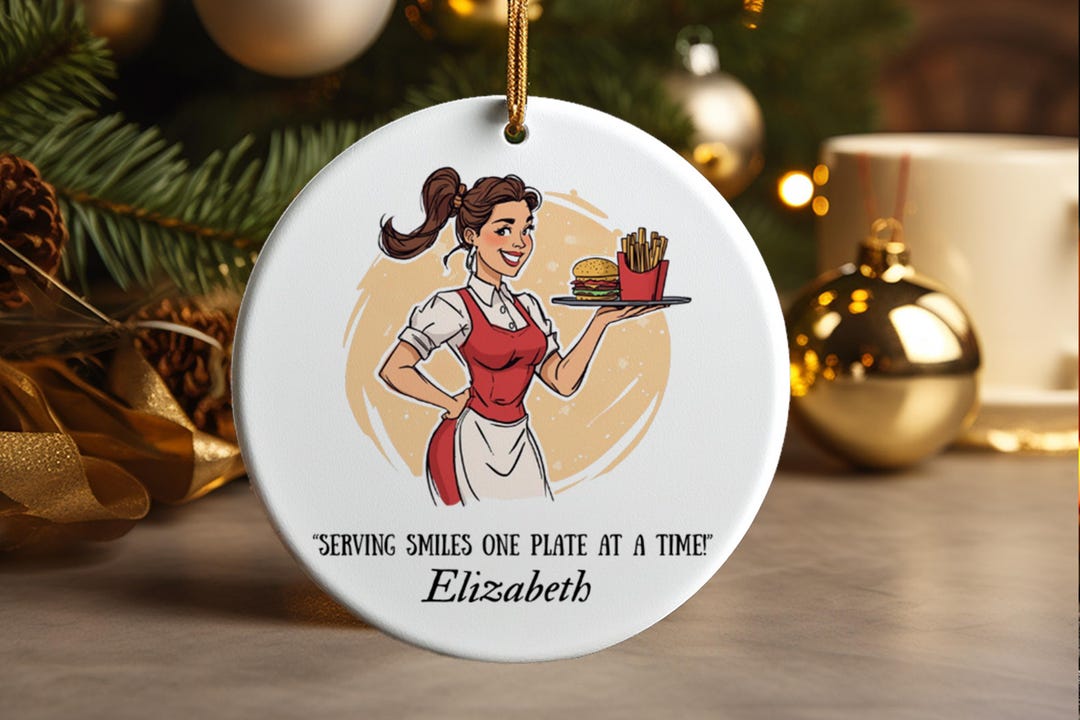 Waitress Waiter Ornament, Serving Smiles, Holiday Keepsake Gift for ...