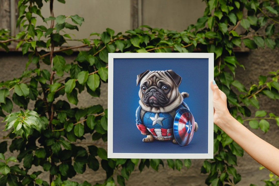 Pug Art Parody - American Pug, the Hero We All Need! Pug Avengers - Etsy