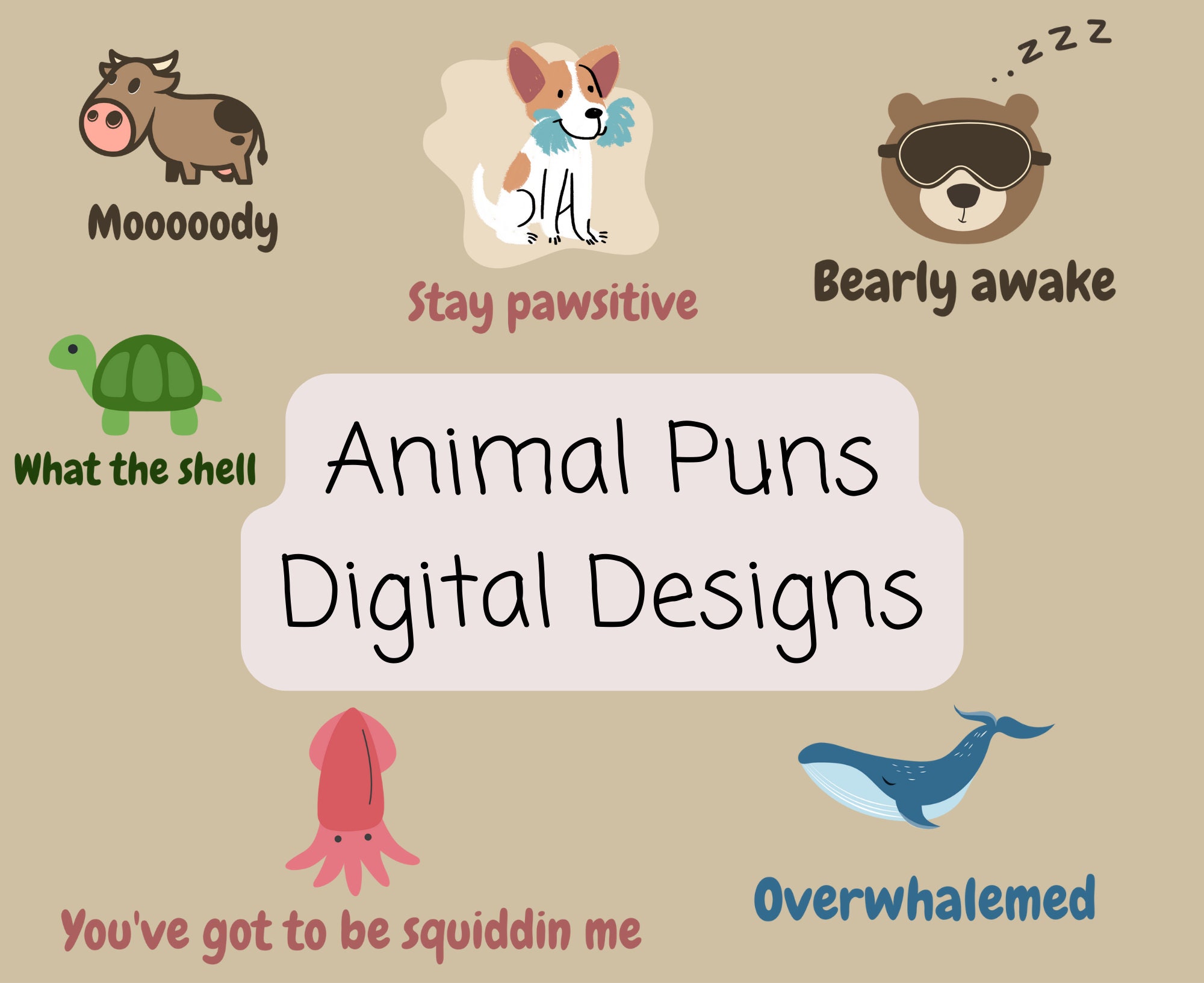 Animal Pun Quotes PNG, Funny Quotes PNG, Sublimation or Print Designs ...