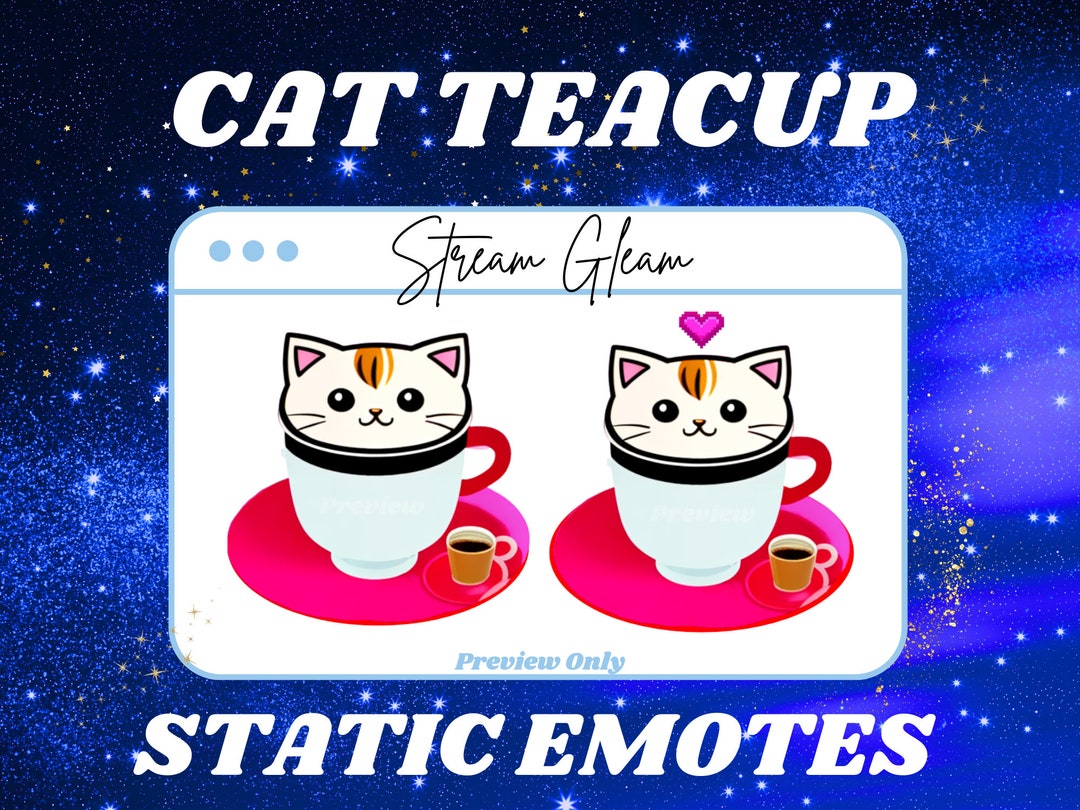 Cute Cat Tea / Coffee Cup Heart Emotes / Twitch / Discord / Youtube ...