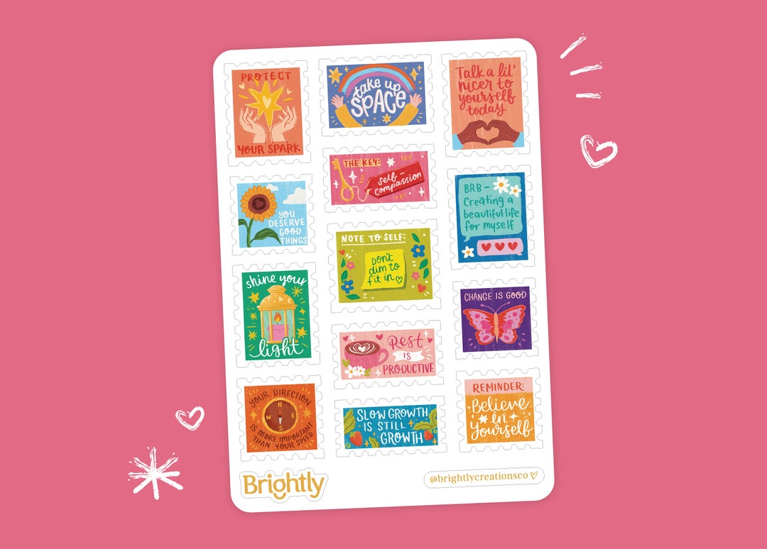 Stamp Sticker Sheet – Reminders and Affirmations | Quality Vinyl ...