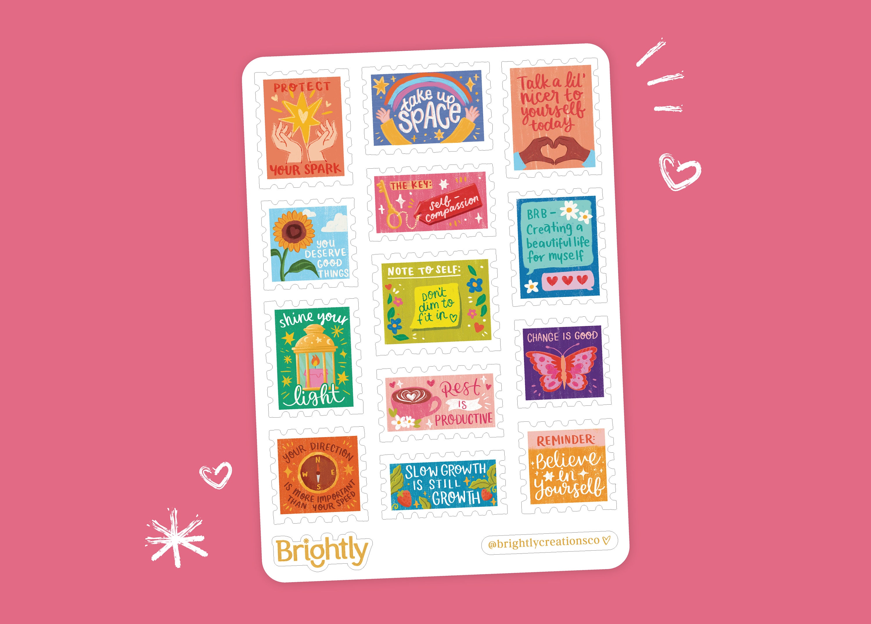 Stamp Sticker Sheet – Reminders and Affirmations | Quality Vinyl ...