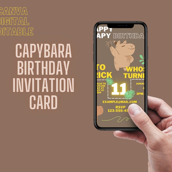 Capybara Birthday Invitations - Etsy