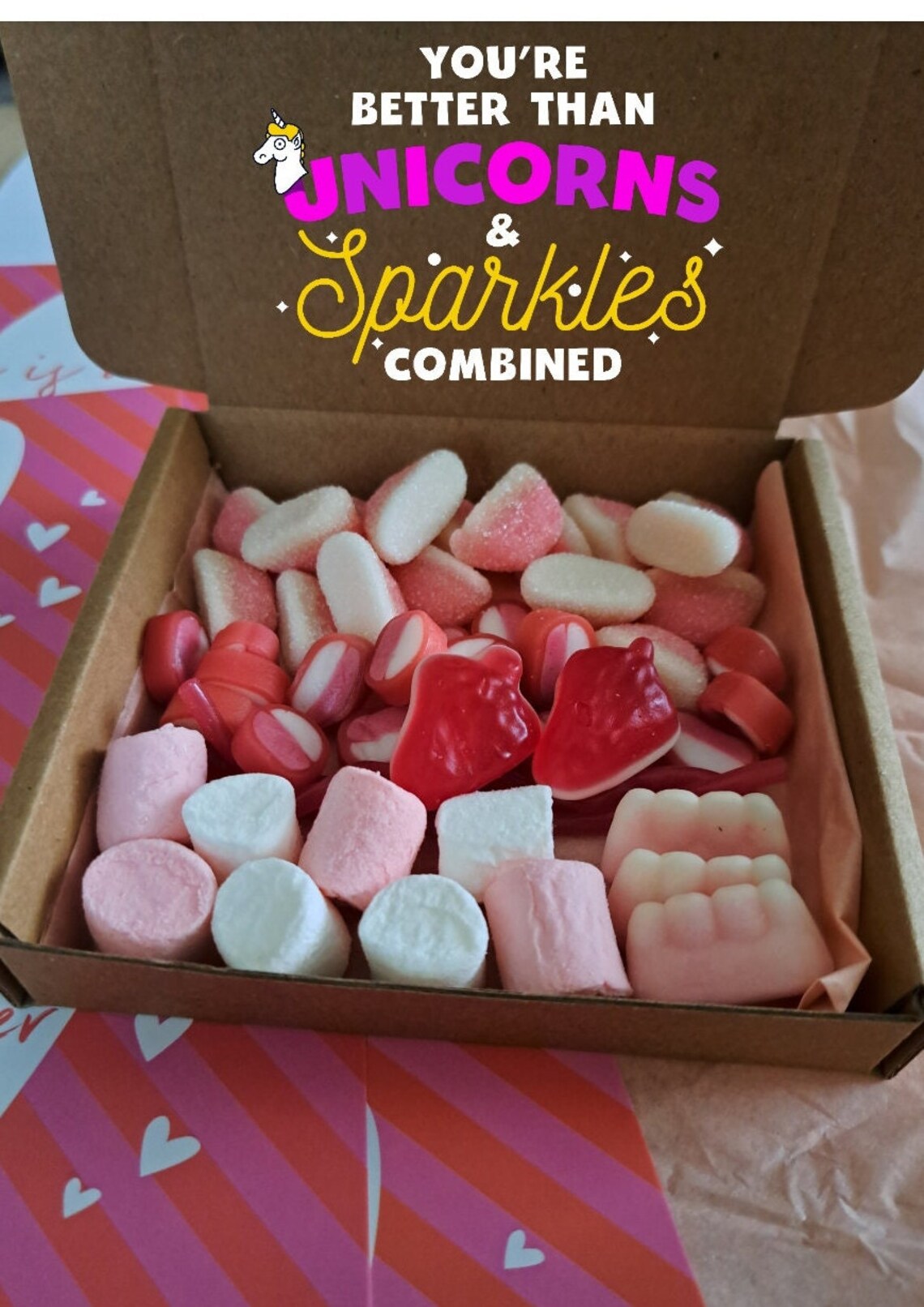 Pink Sweet Box Halal Sweets Personalised Gift Birthday Gift Good Luck ...