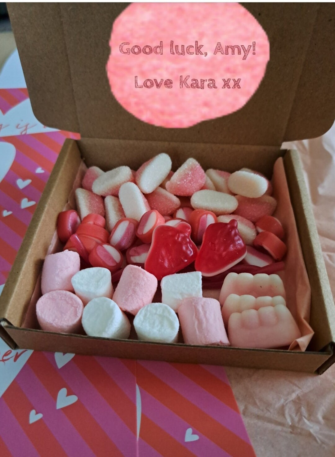 Pink Sweet Box Halal Sweets Personalised Gift Birthday Gift Good Luck ...