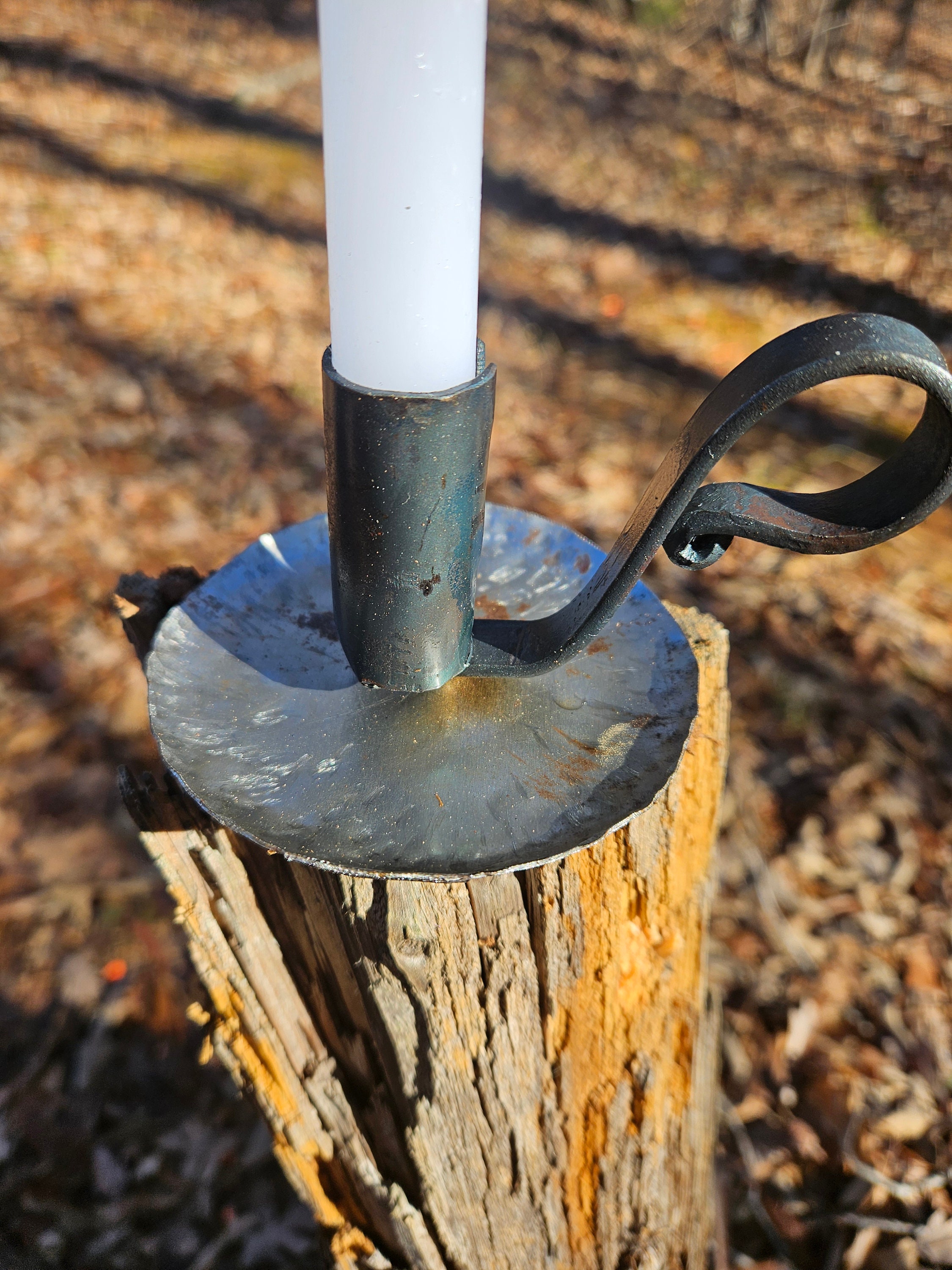 Rustic Hand Forged Candle Holder With Fancy Handle - Etsy