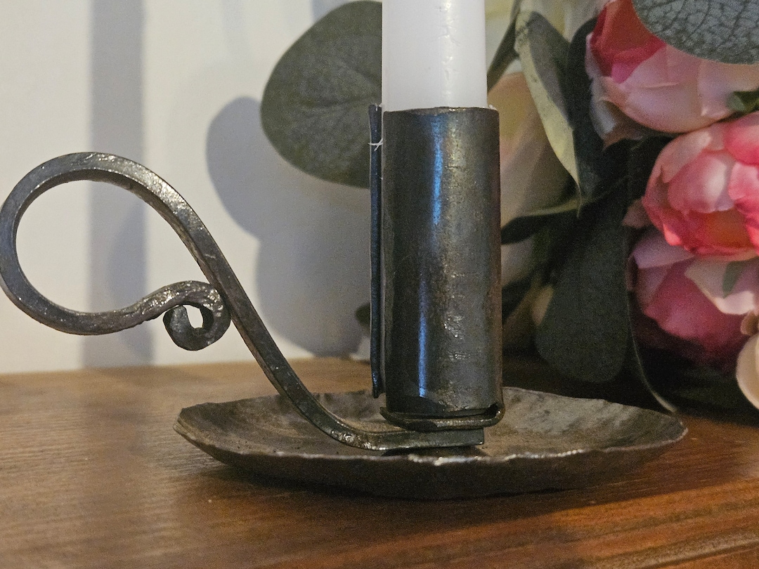 Rustic Hand Forged Candle Holder With Fancy Handle - Slight Flaws - Etsy
