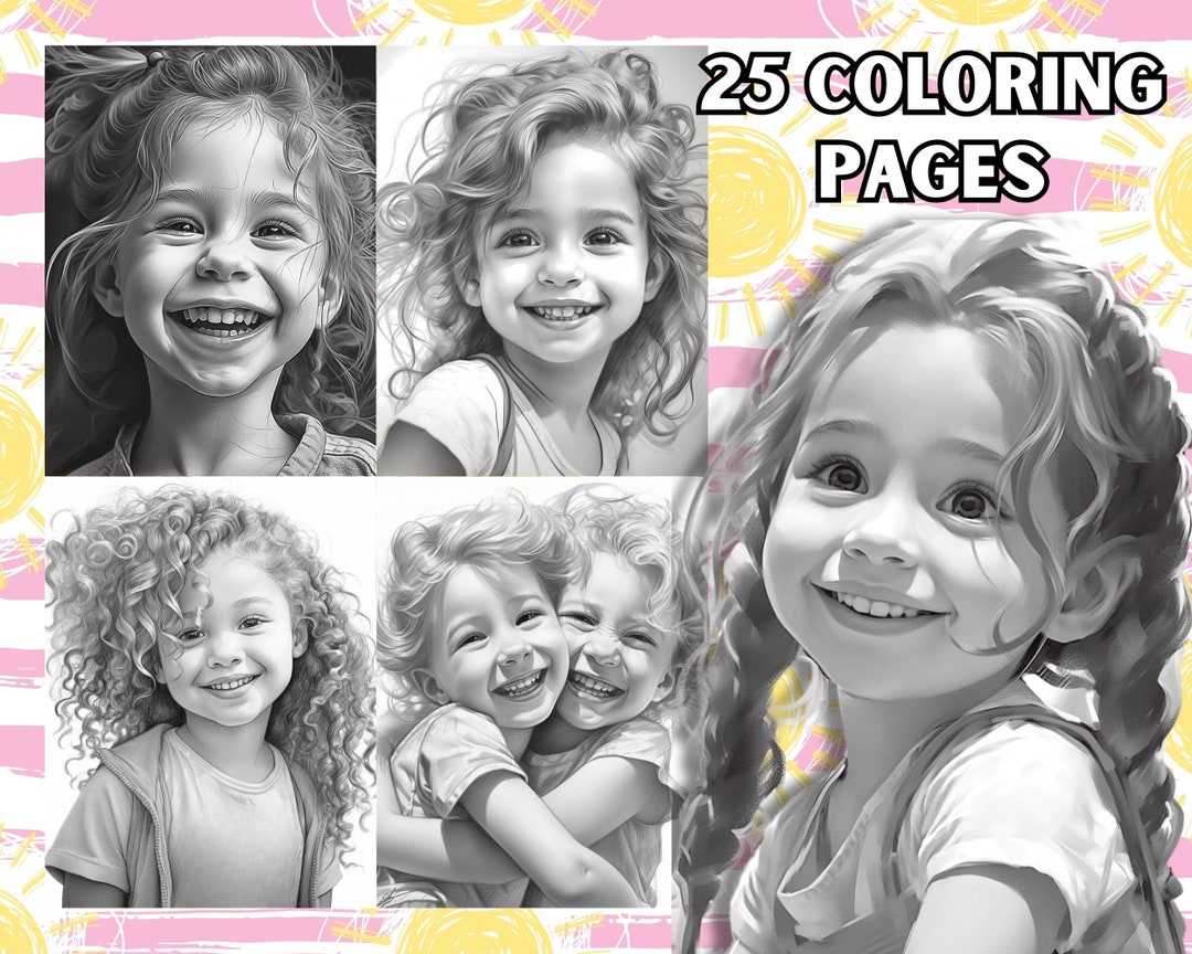 Grayscale Portraits Coloring Pages, 25 Little Sunshines girls Portraits ...