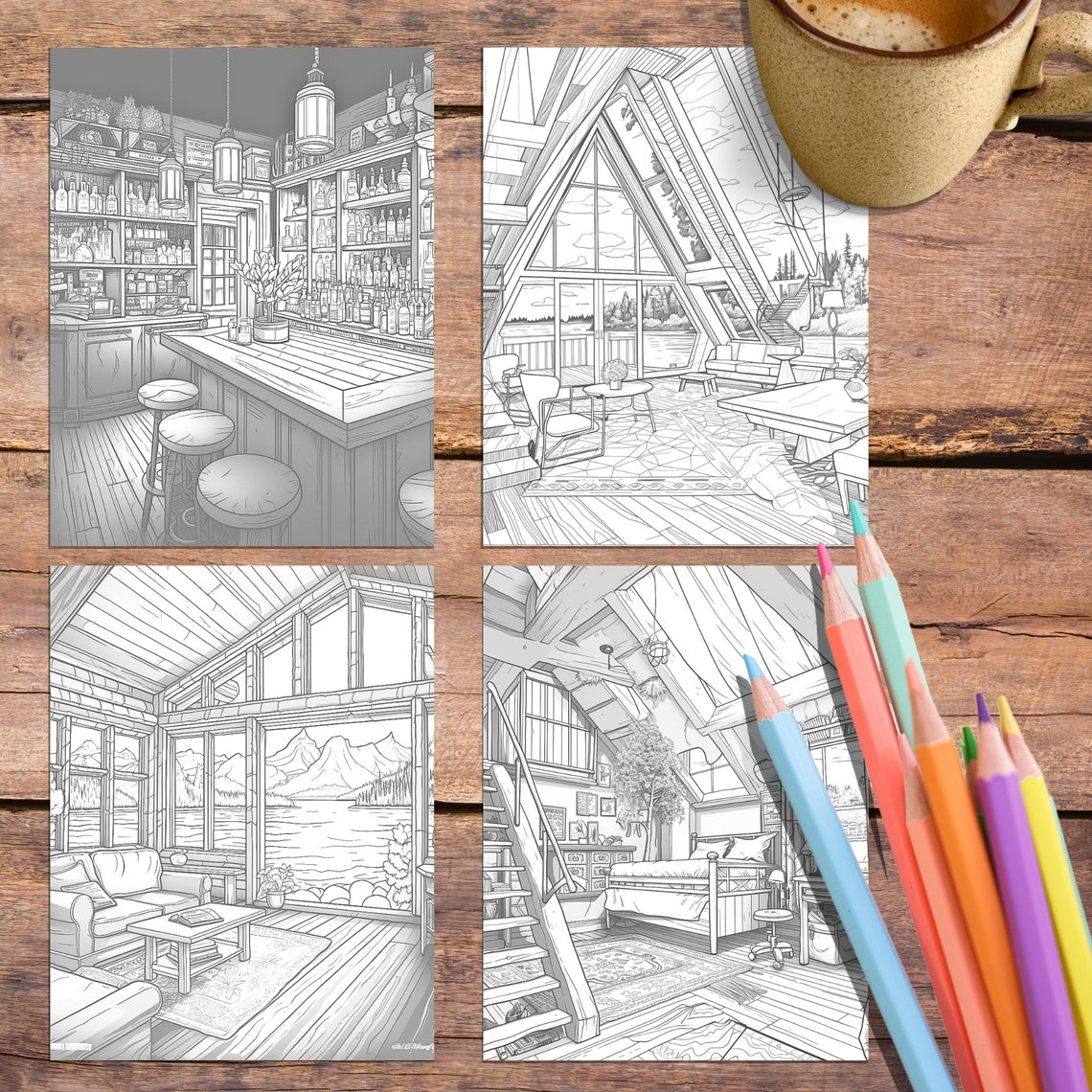 Interior Design Coloring Pages, 20 Interiors Coloring Pages, 20 ...
