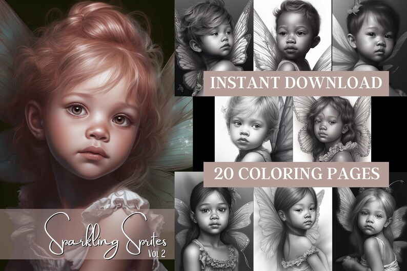 Sparkling Sprites, 20 Pk Little Fairy Coloring Pages Vol 2, Instant ...