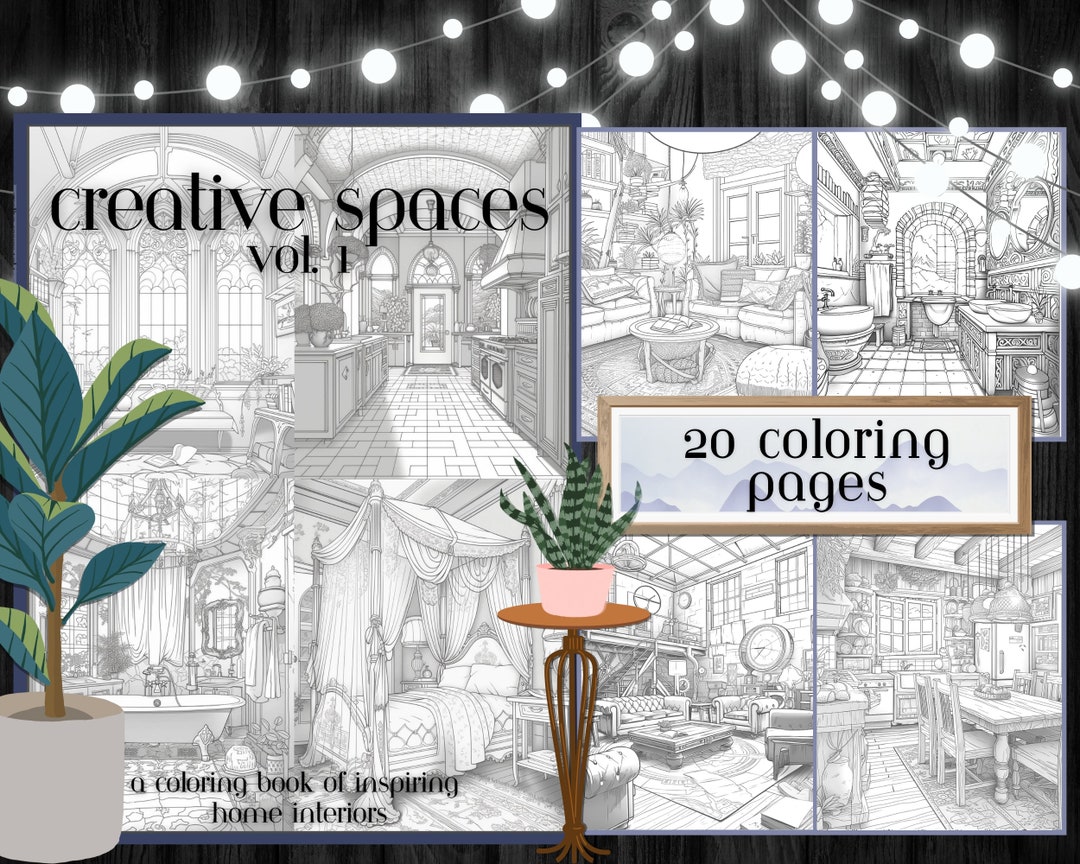 Interior Design Coloring Pages, 20 Interiors Coloring Pages, Coloring ...