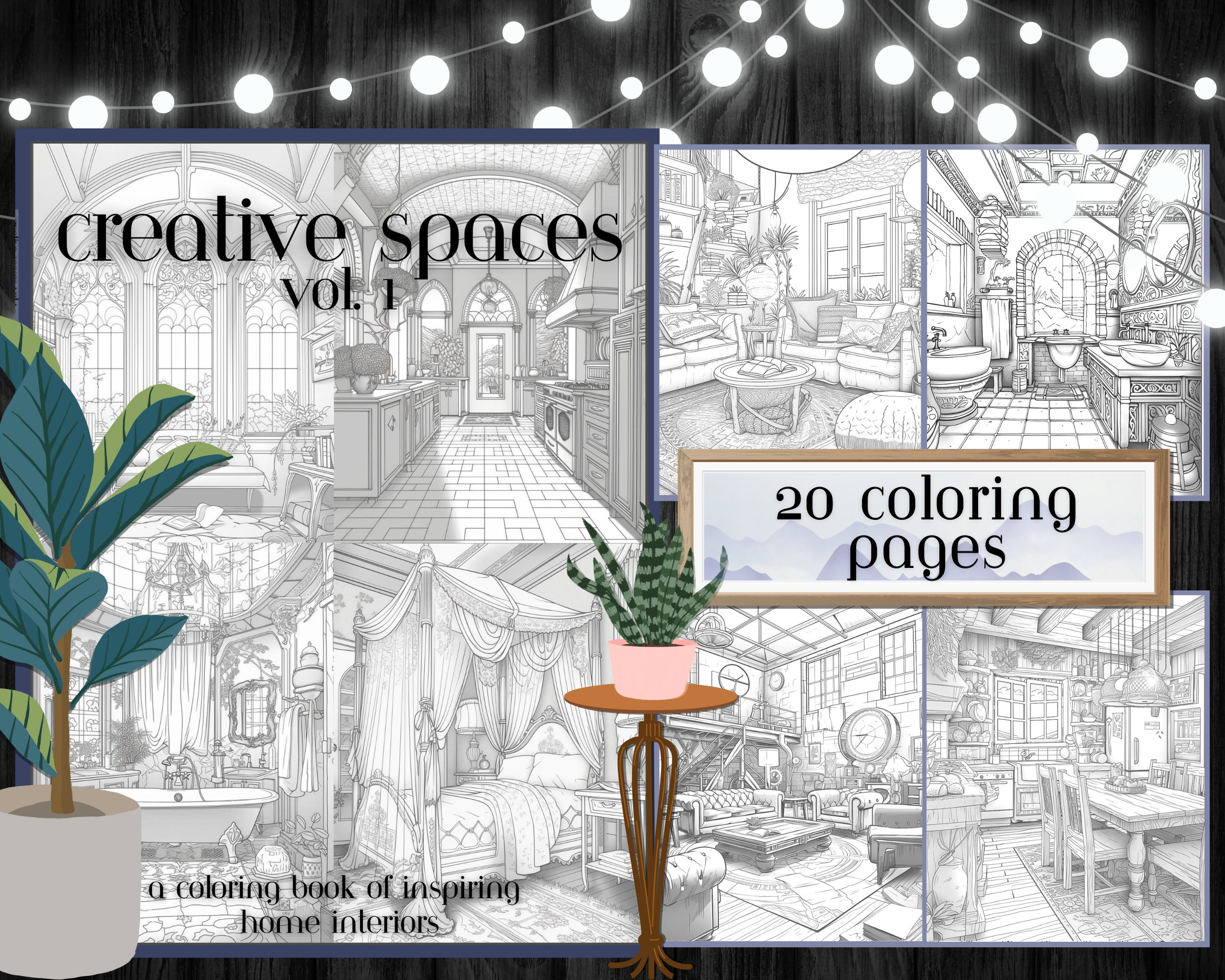 Interior Design Coloring Pages, 20 Interiors Coloring Pages, Coloring ...