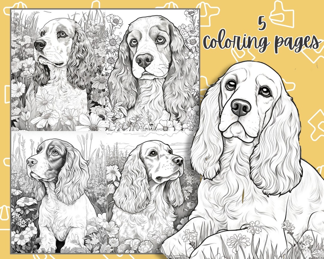 Dog Coloring Pages, 5 Cocker Spaniel Coloring Pages, Dog Lovers ...