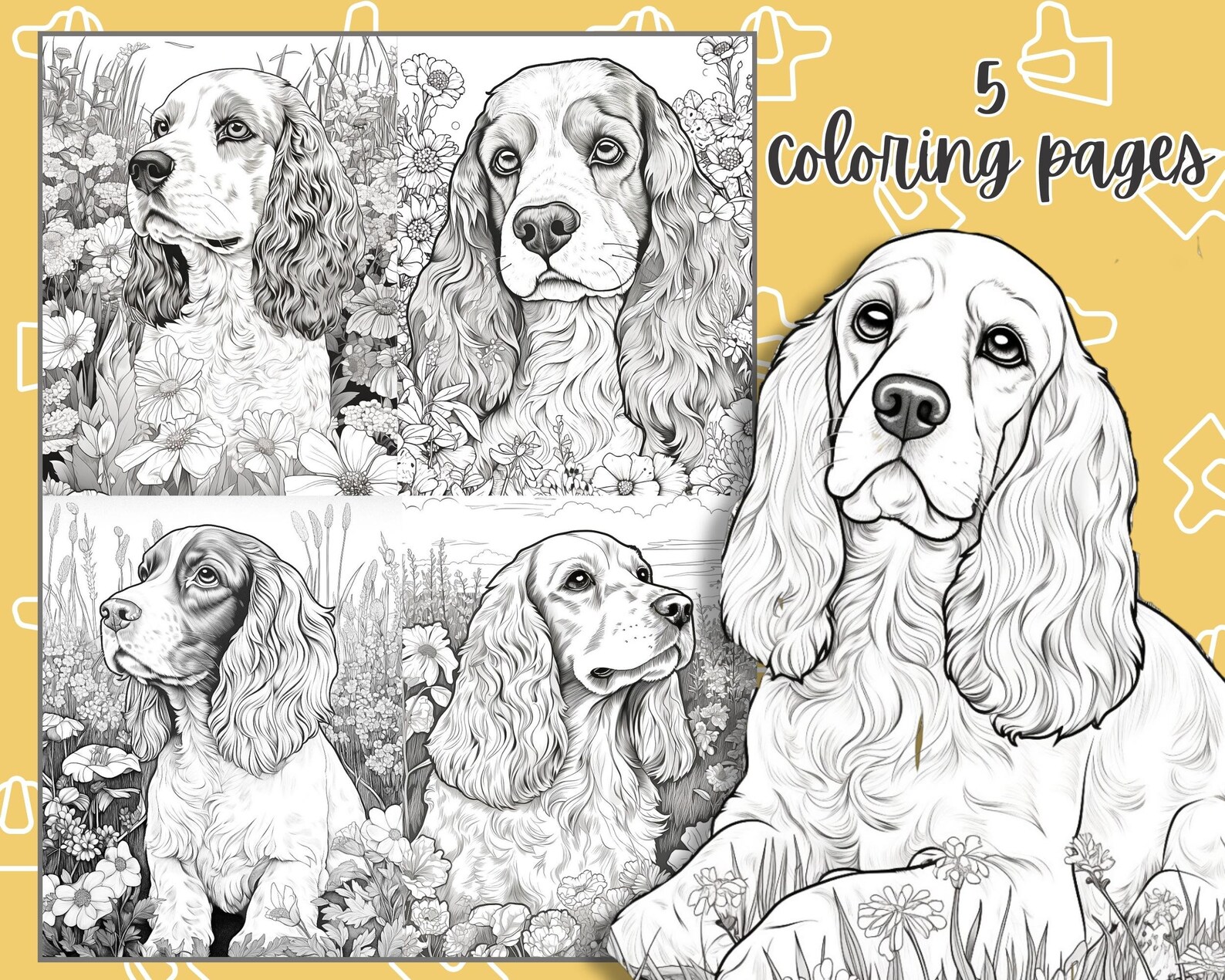 Dog Coloring Pages, 5 Cocker Spaniel Coloring Pages, Dog Lovers ...