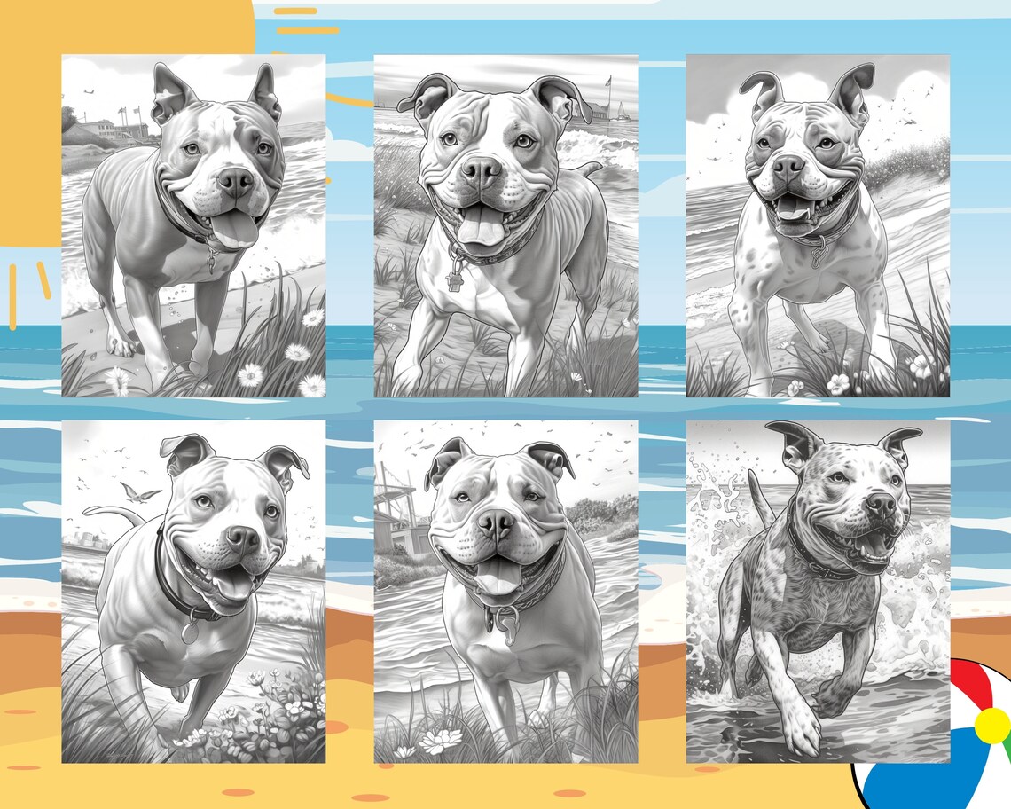 Pit Bull Coloring Pages, 15 Grayscale Coloring Pages, Dog Coloring ...