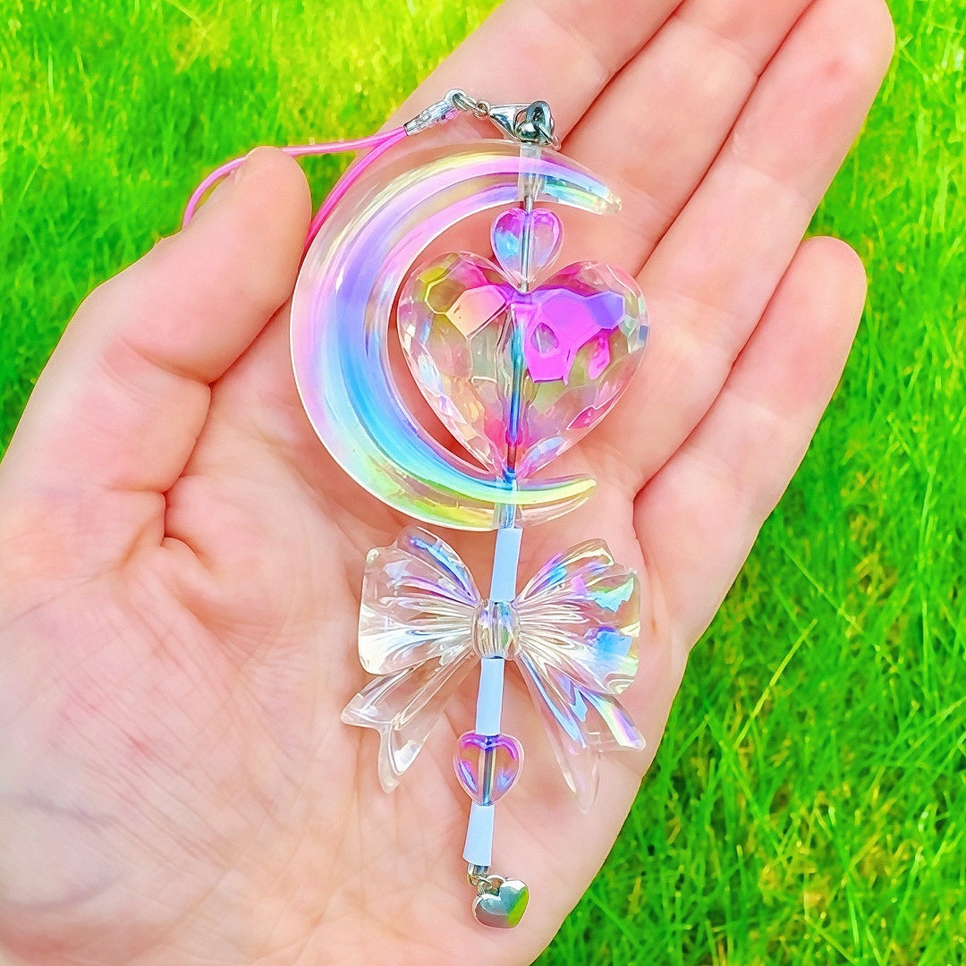 Tsuki Magical Girl Heart Wand Kawaii Keychain - Etsy