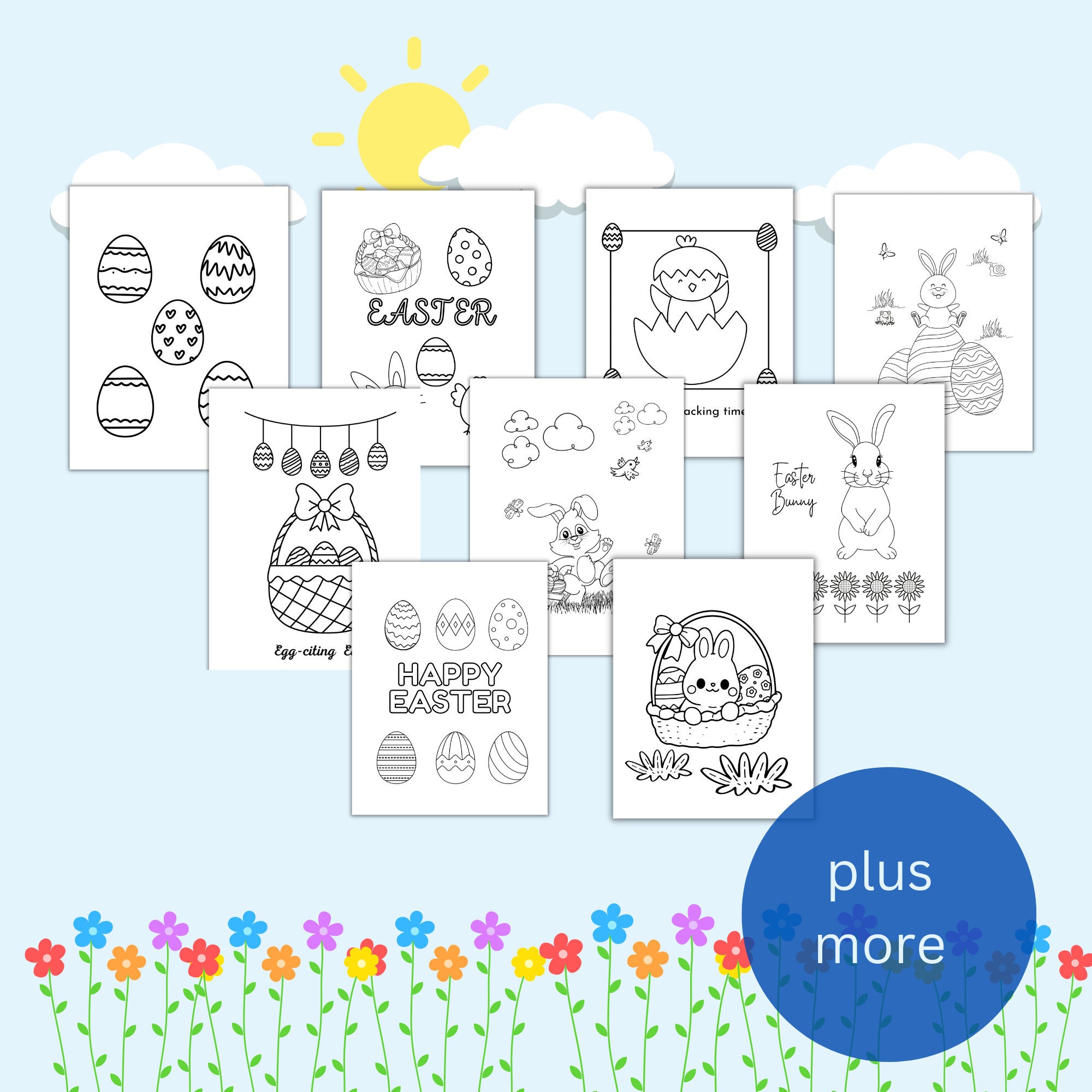 12 Page Easter Coloring Pages | Printable Easter Colouring Page ...