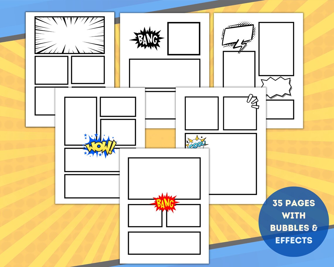 Comic Book Template, Blank Comic Strip, Instant Download DIY Comics for ...