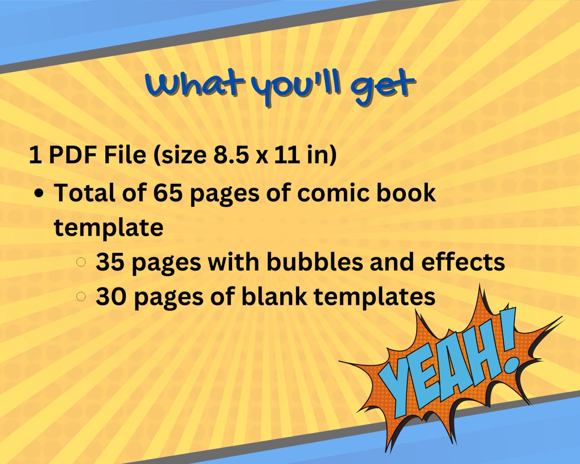 Comic Book Template, Blank Comic Strip, Instant Download DIY Comics for ...