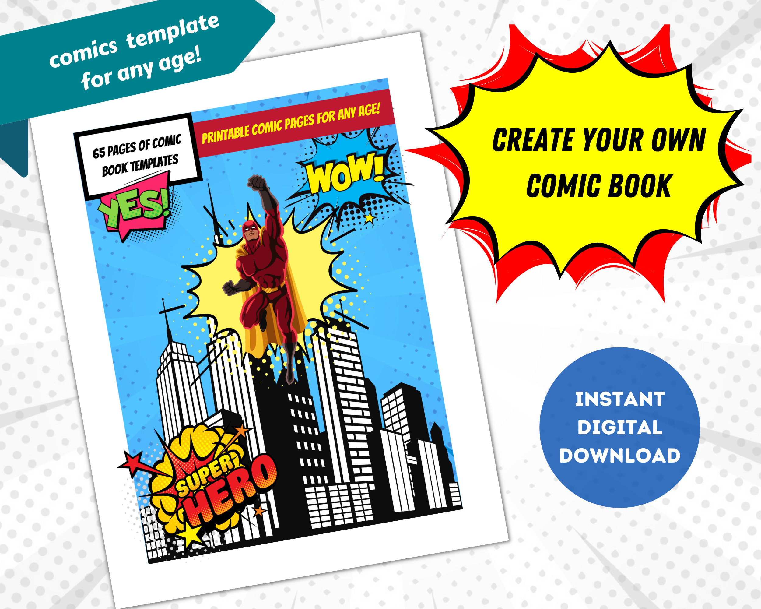 Comic Book Template, Blank Comic Strip, Instant Download DIY Comics for ...