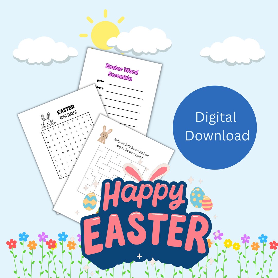 Kids Easter Activity | Word Search | Word Scramble for Kids | Maze ...