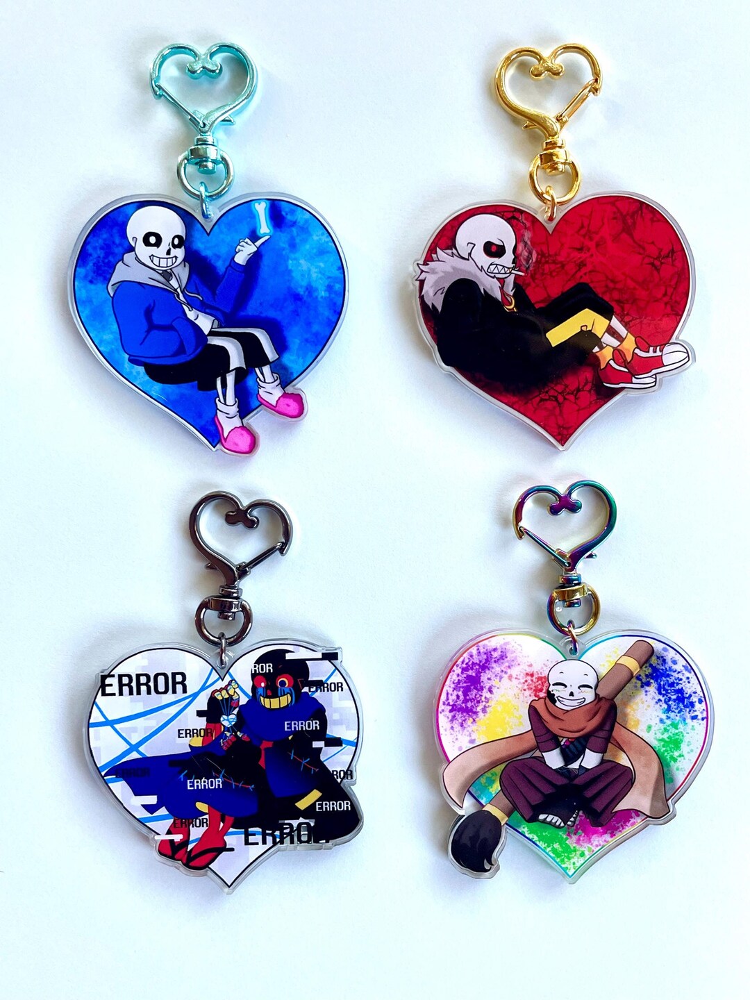 Sans Undertale AU Double Sided Acrylic Heart Keychain - Etsy