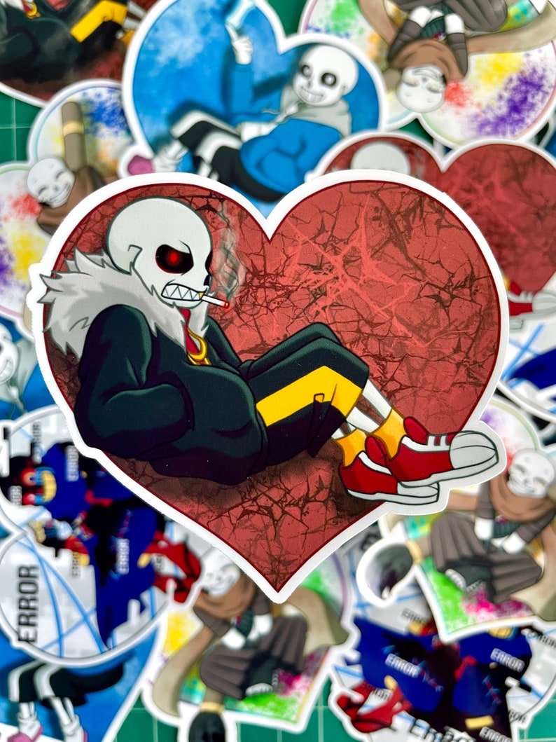 Sans Undertale AU Vinyl Heart Sticker - Etsy