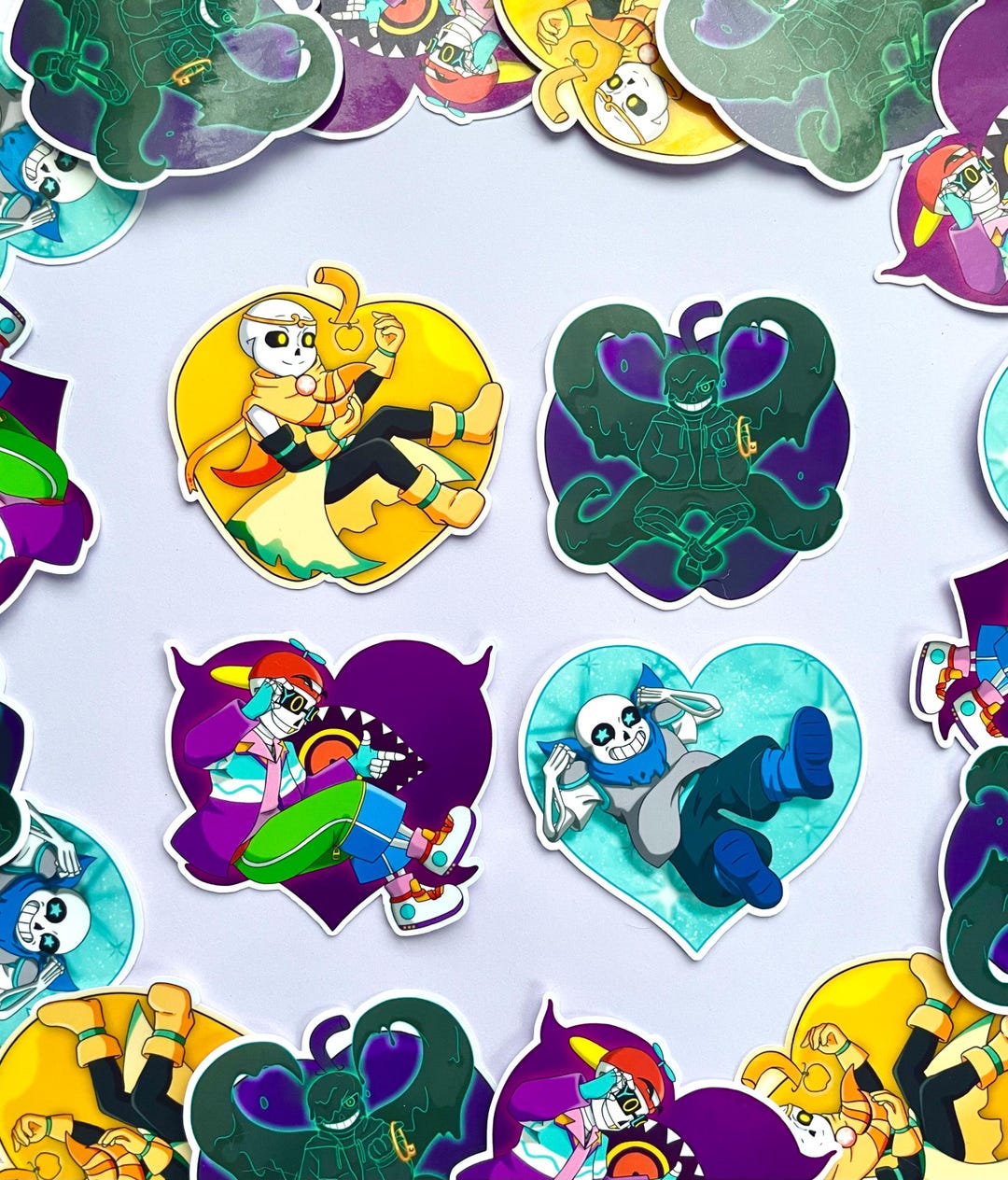 Sans Undertale AU Vinyl Heart Sticker Set 2 - Etsy