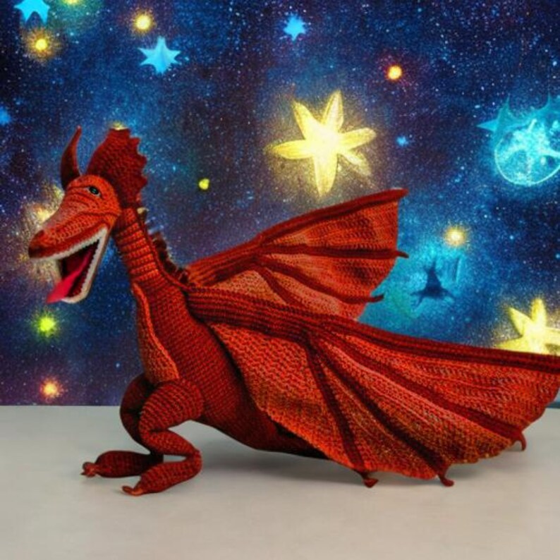 Easy Crochet Pattern Dragon Pattern Pdf Crochet Dragon Sewing Dragon Pattern Flame Dragon ...
