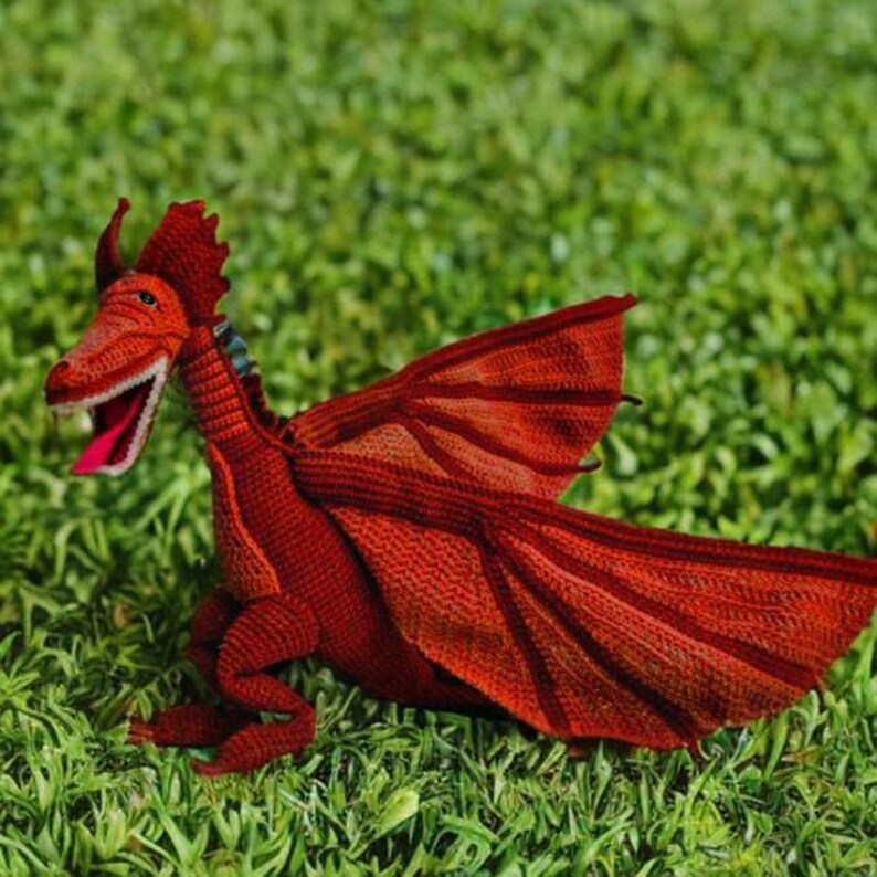Easy Crochet Pattern Dragon Pattern Pdf Crochet Dragon Sewing Dragon Pattern Flame Dragon ...