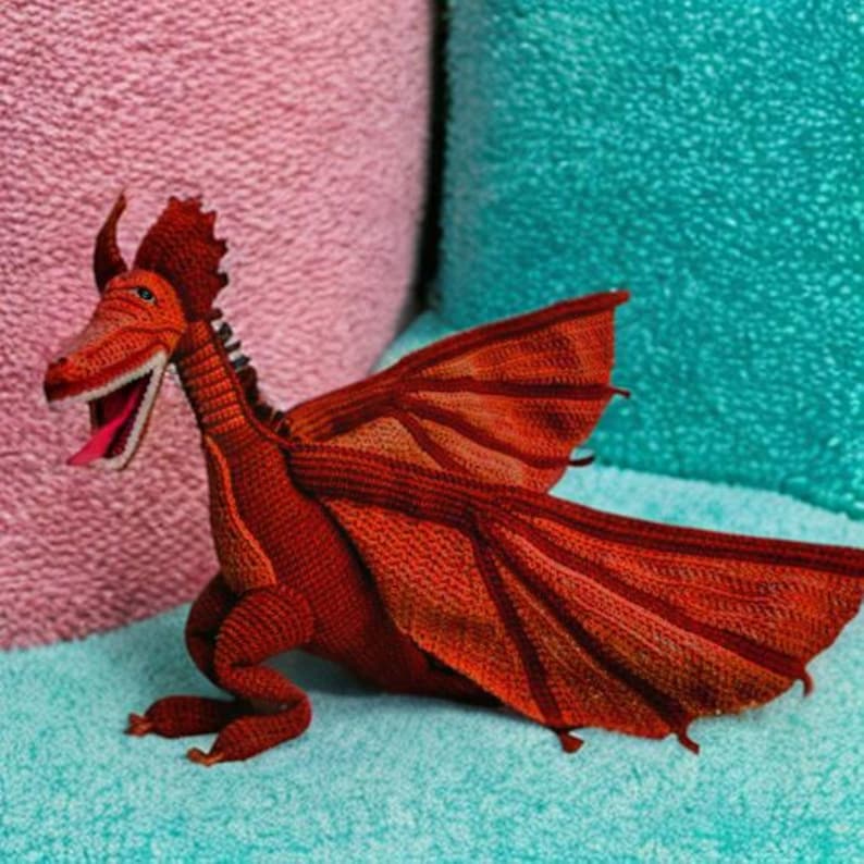 Easy Crochet Pattern Dragon Pattern Pdf Crochet Dragon Sewing Dragon Pattern Flame Dragon ...