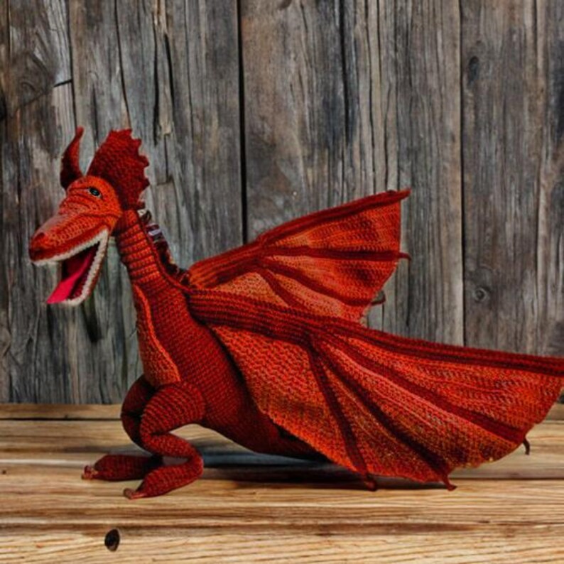 Easy Crochet Pattern Dragon Pattern Pdf Crochet Dragon Sewing Dragon Pattern Flame Dragon ...