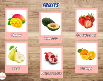 FRUITS in Arabic English Montessori Cards Flash Cards - Etsy