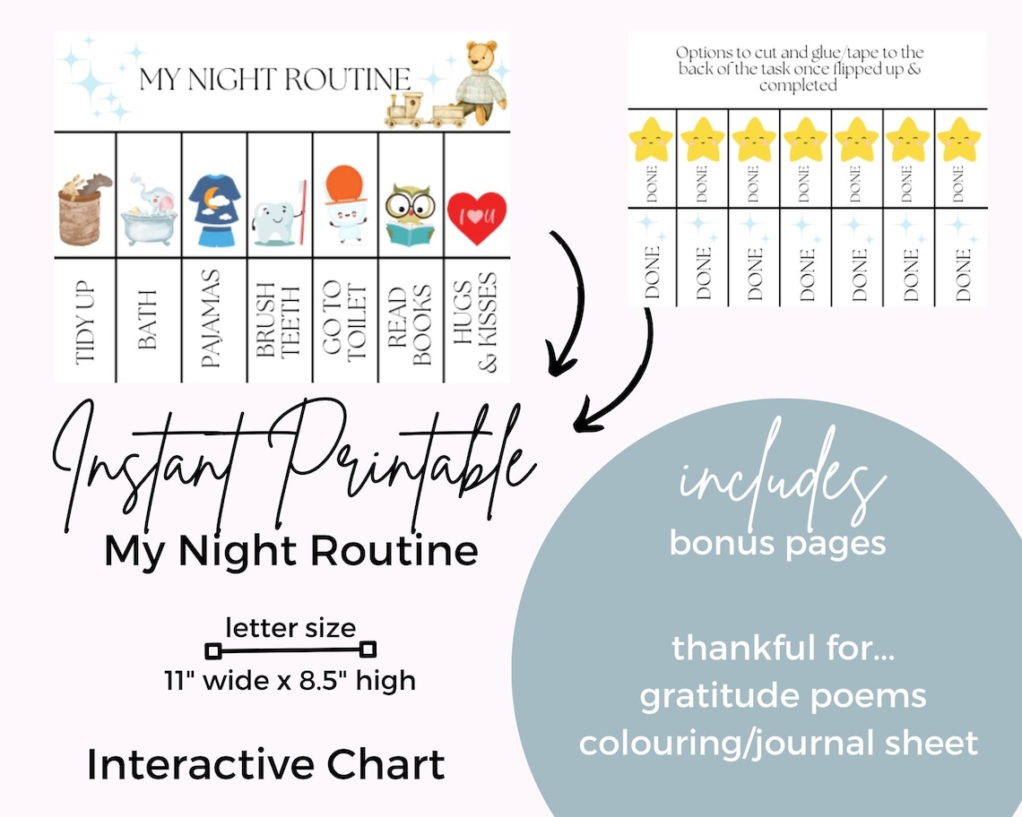 Night Time Routine Chart Montessori Toddler Chart Routine Chart Reward ...