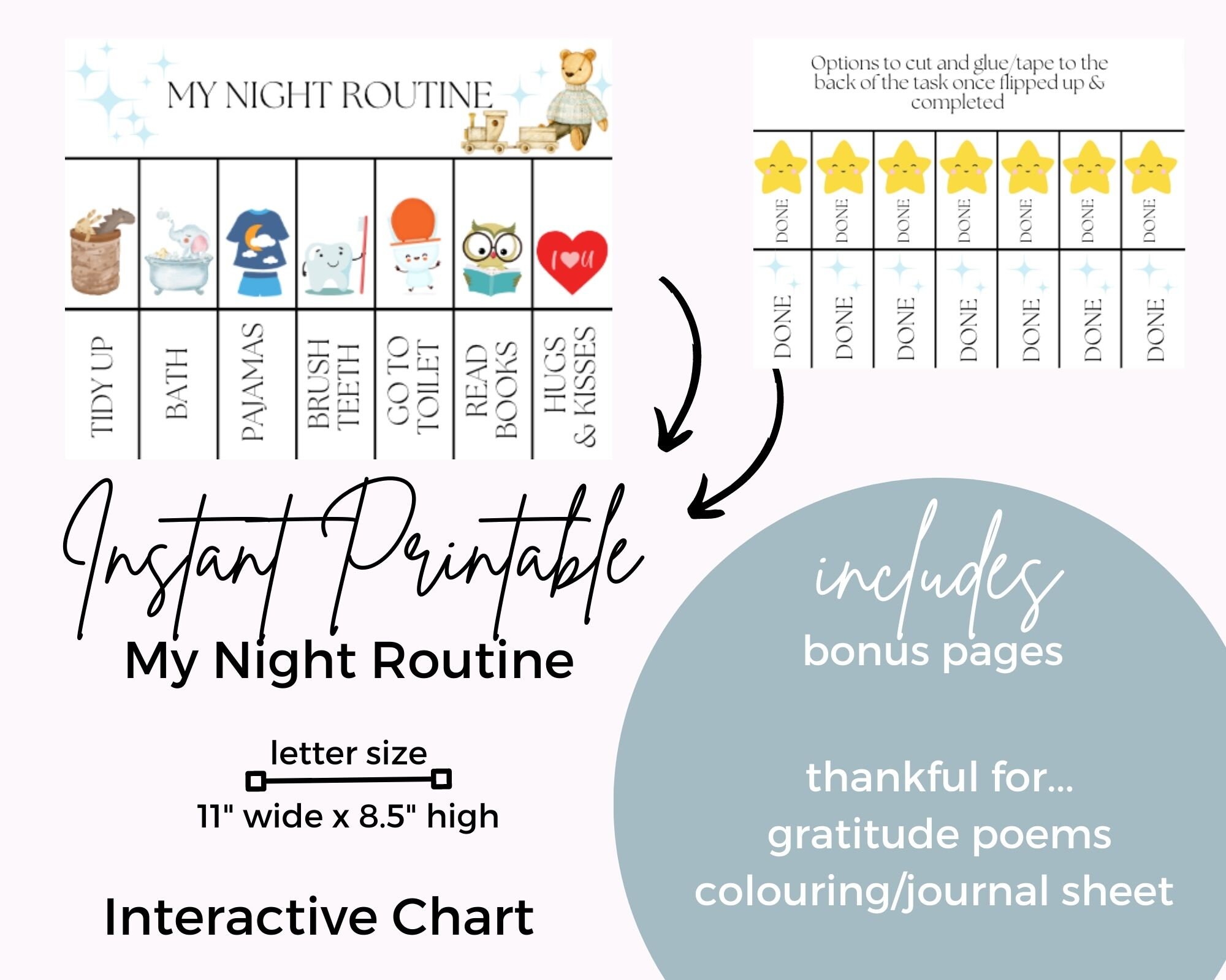 Night Time Routine Chart Montessori Toddler Chart Routine Chart Reward ...