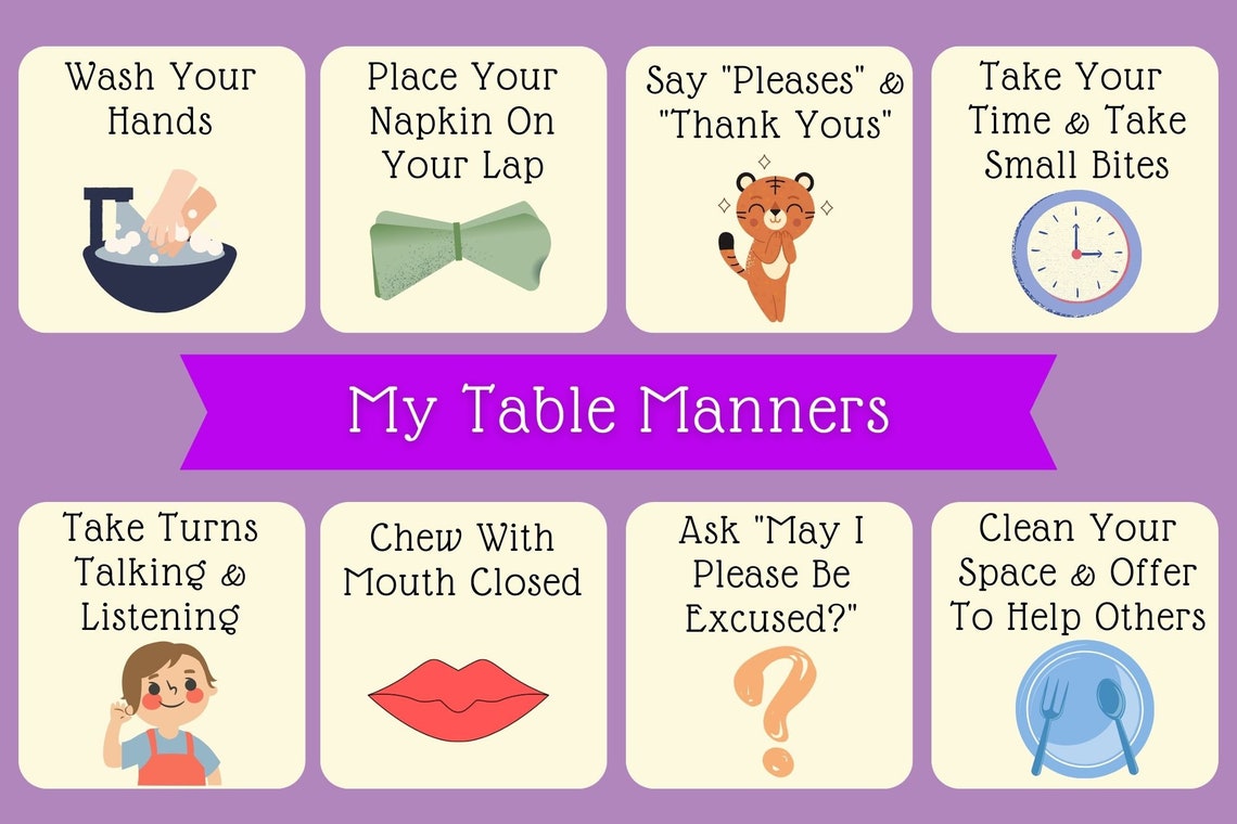 Editable Table Manners, Table Manners Montessori Placemat, Habit ...